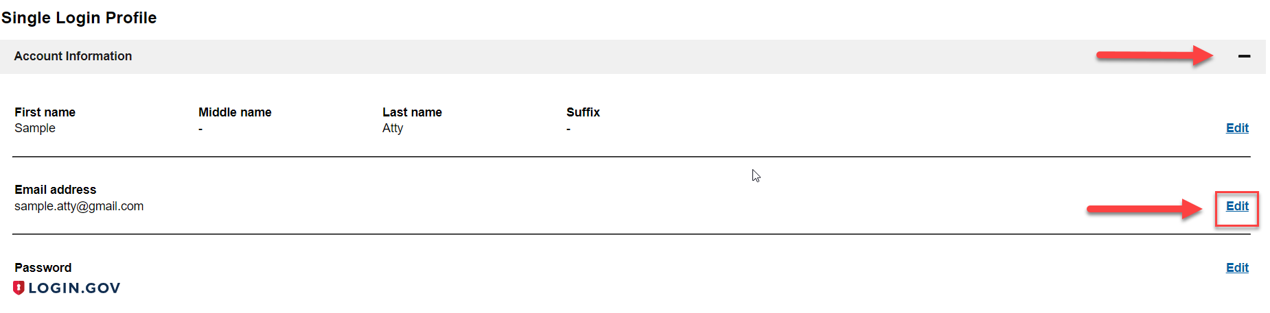 Edit your Single Login Email